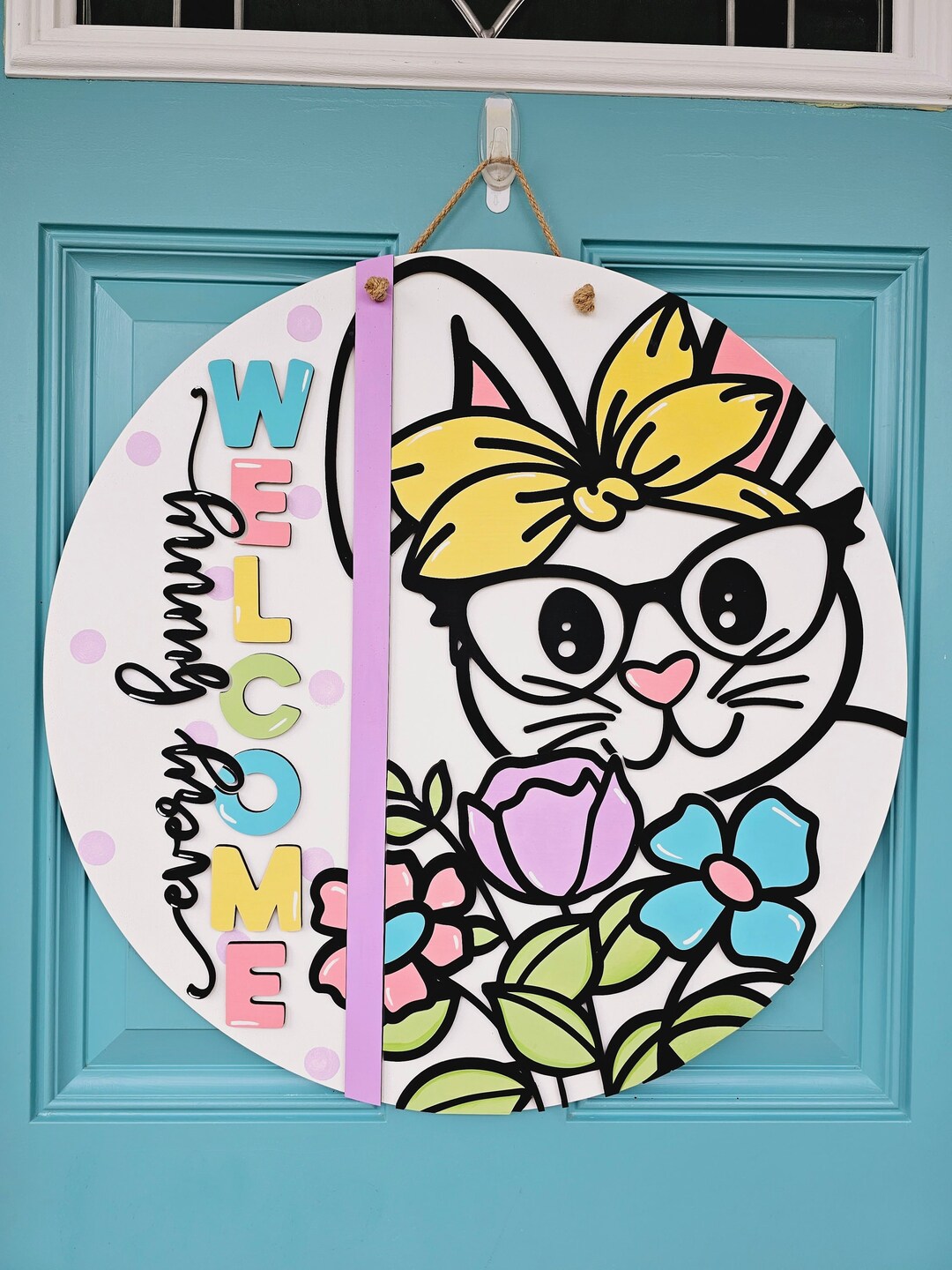 Every Bunny Welcome Flowers Door Hanger | Easter Porch Decor | DIY ...