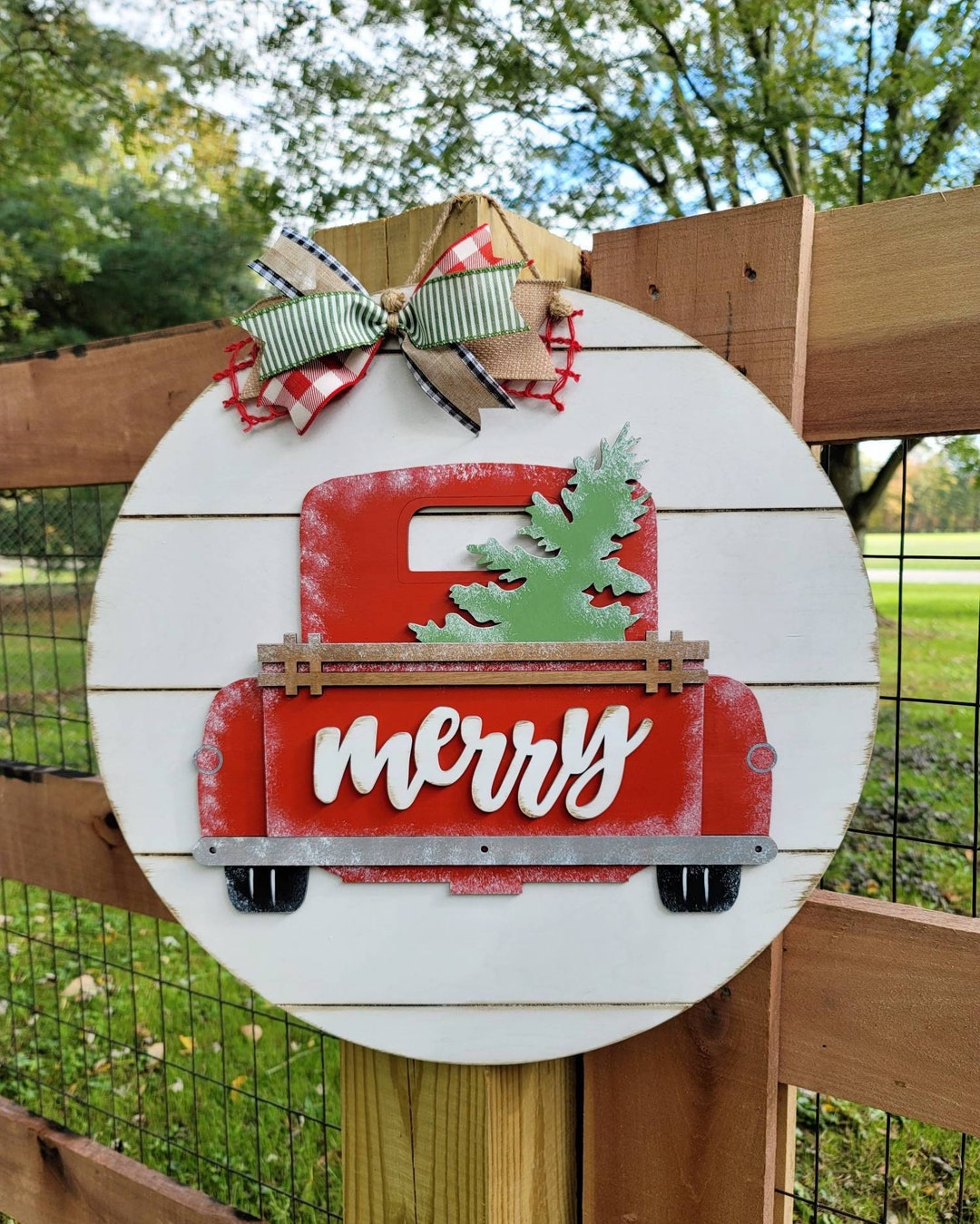 Vintage Red Truck Door Hanger | Christmas Truck Door Decor | DIY ...