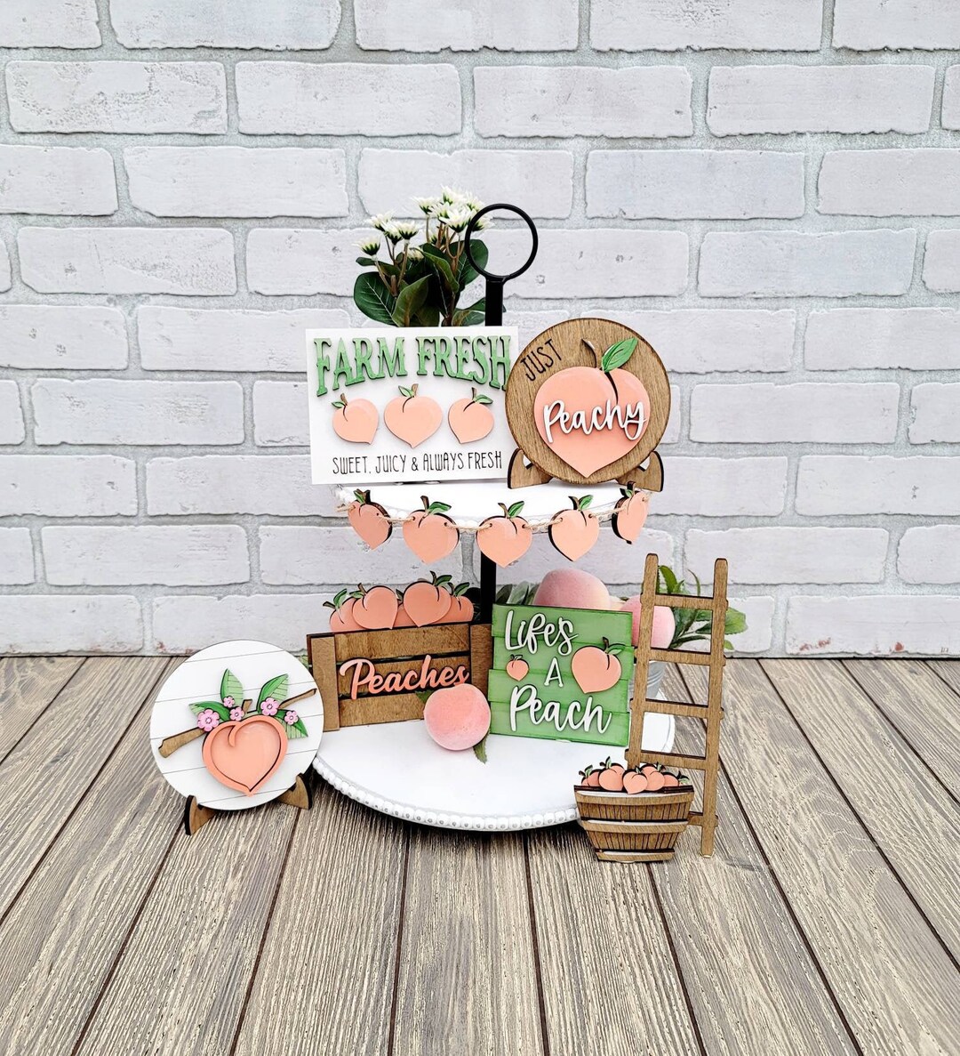 Peach Tiered Tray Set | Just Peachy Tiered Tray | Farm Fresh Peaches ...