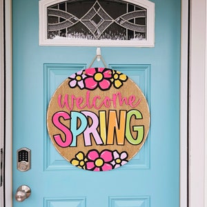 Welcome Spring Flowers Door Hanger | Spring Porch Decor | DIY Spring ...