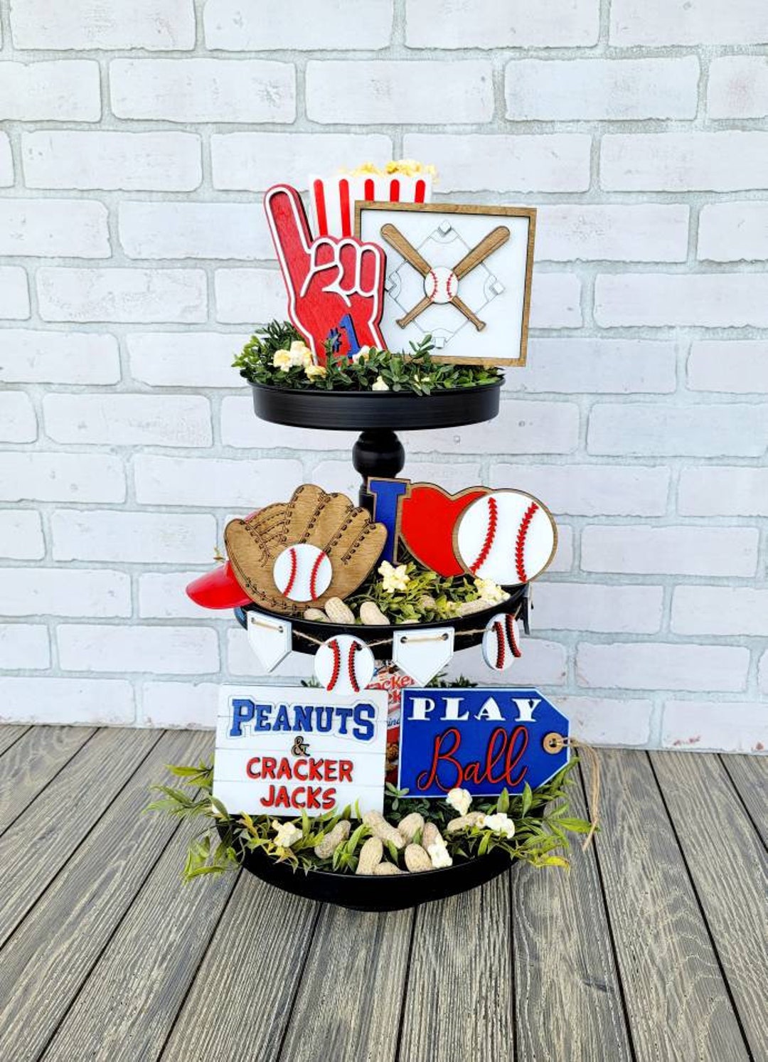 Baseball Tiered Tray | Baseball Tray Set | Set of 7 | DIY Baseball ...