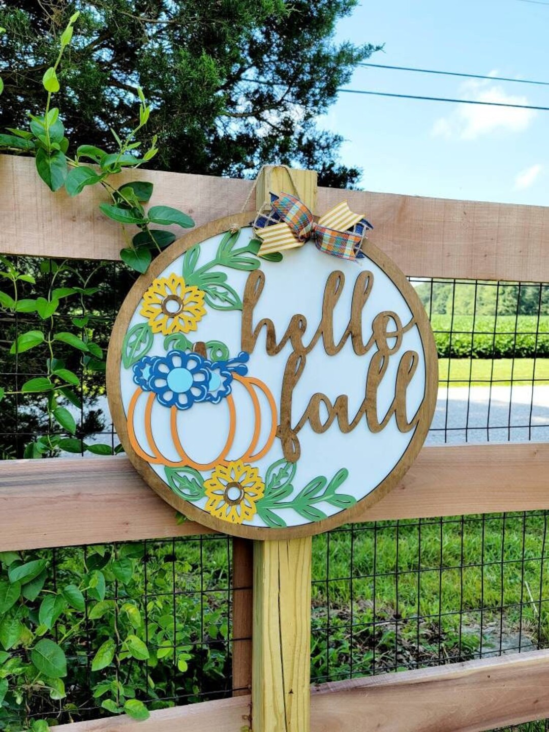 Hello Fall Door Hanger | Floral Fall Door Decor | DIY Fall Door Hangers ...