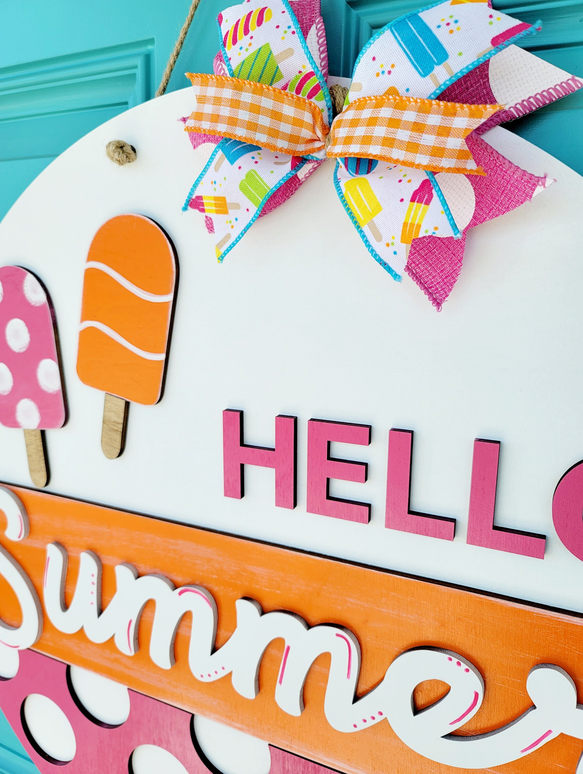 Hello Summer Door Hanger Popsicles and Summer DIY Summer - Etsy