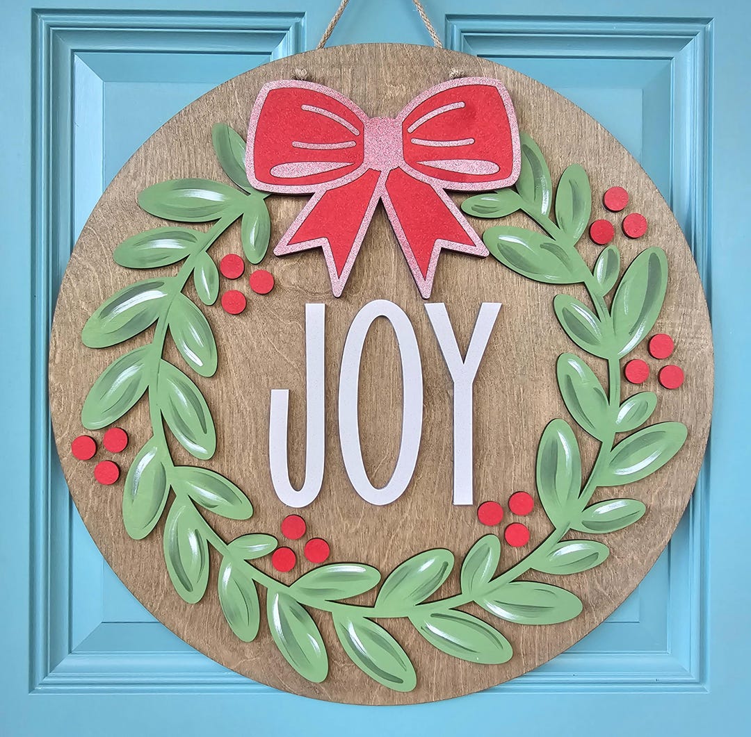 Joy Wreath Christmas Door Hanger | Christmas Wreath Door Hanger | DIY ...