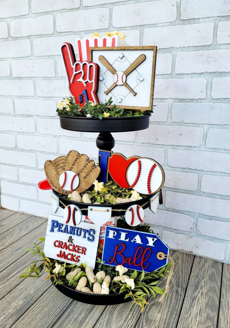 Baseball Tiered Tray Baseball Tray Set Set of 7 DIY | Etsy