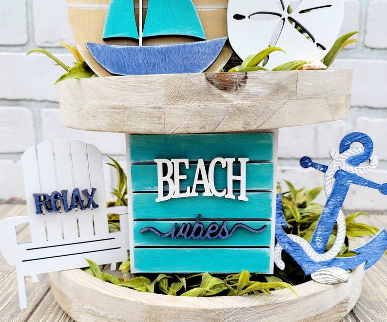 Nautical Tiered Tray Set| Beach Tiered Tray | Set of 8 | DIY Tiered ...