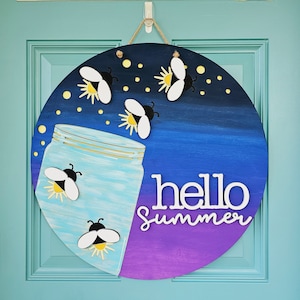 Hello Summer Fireflies Door Hanger | Summer Porch Decor | DIY Summer ...