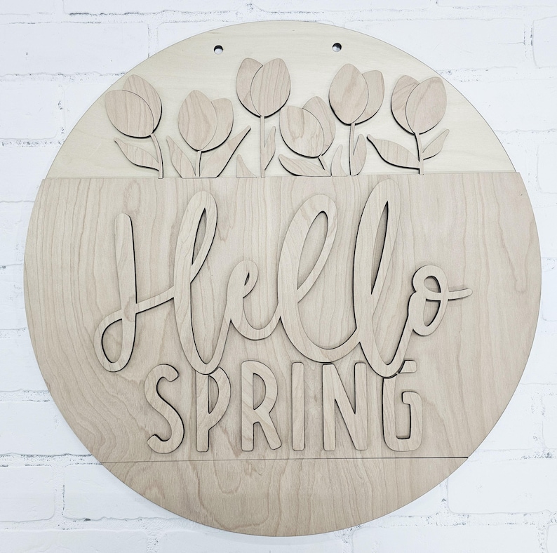 Hello Spring Tulip Door Hanger | Spring Tulip Porch Decor | Spring ...