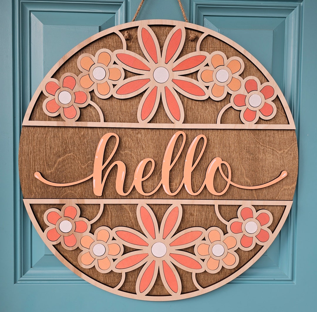 Hello Peachy Floral Door Hanger | Spring Flowers Porch Decor | DIY ...