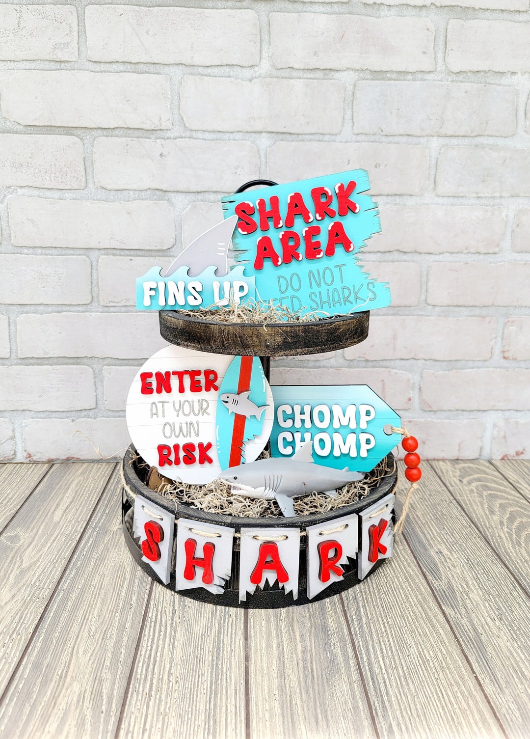 Shark Tiered Tray Set | Shark Week Tiered Tray | Shark Birthday Decor ...