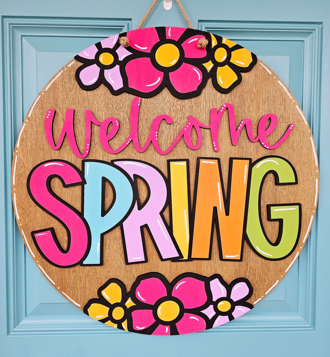 Welcome Spring Flowers Door Hanger | Spring Porch Decor | DIY Spring ...