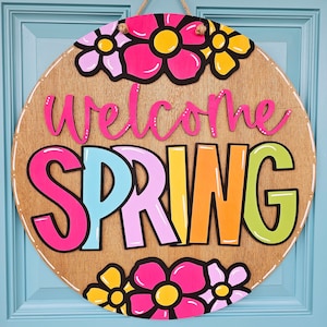 Welcome Spring Flowers Door Hanger | Spring Porch Decor | DIY Spring ...