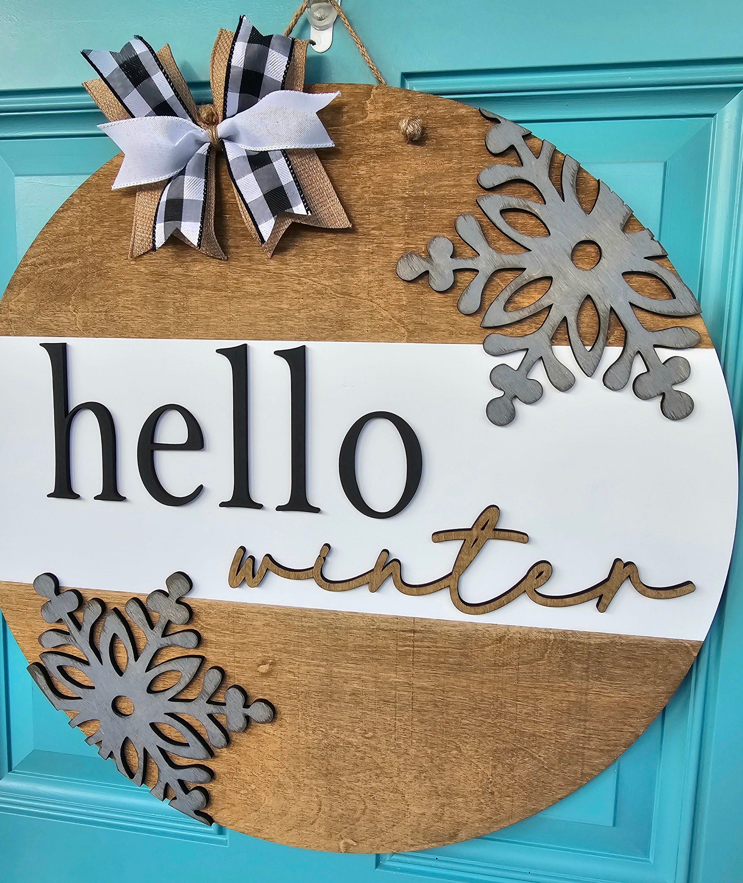 Hello Winter Classic Snowflake Door Hanger | Hello Winter Door Hanger ...
