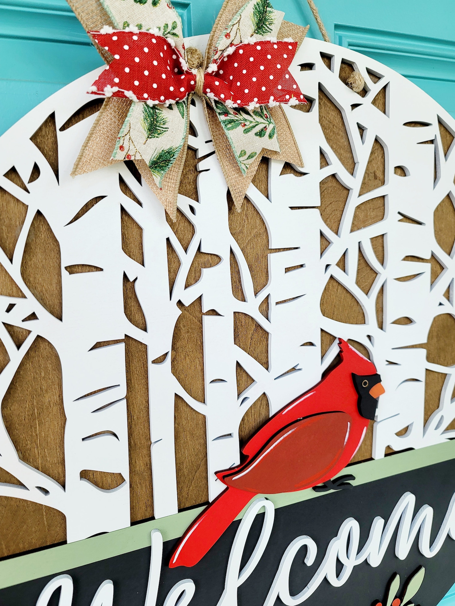 Cardinal Door Hanger Christmas Door Hanger Red Bird Door - Etsy