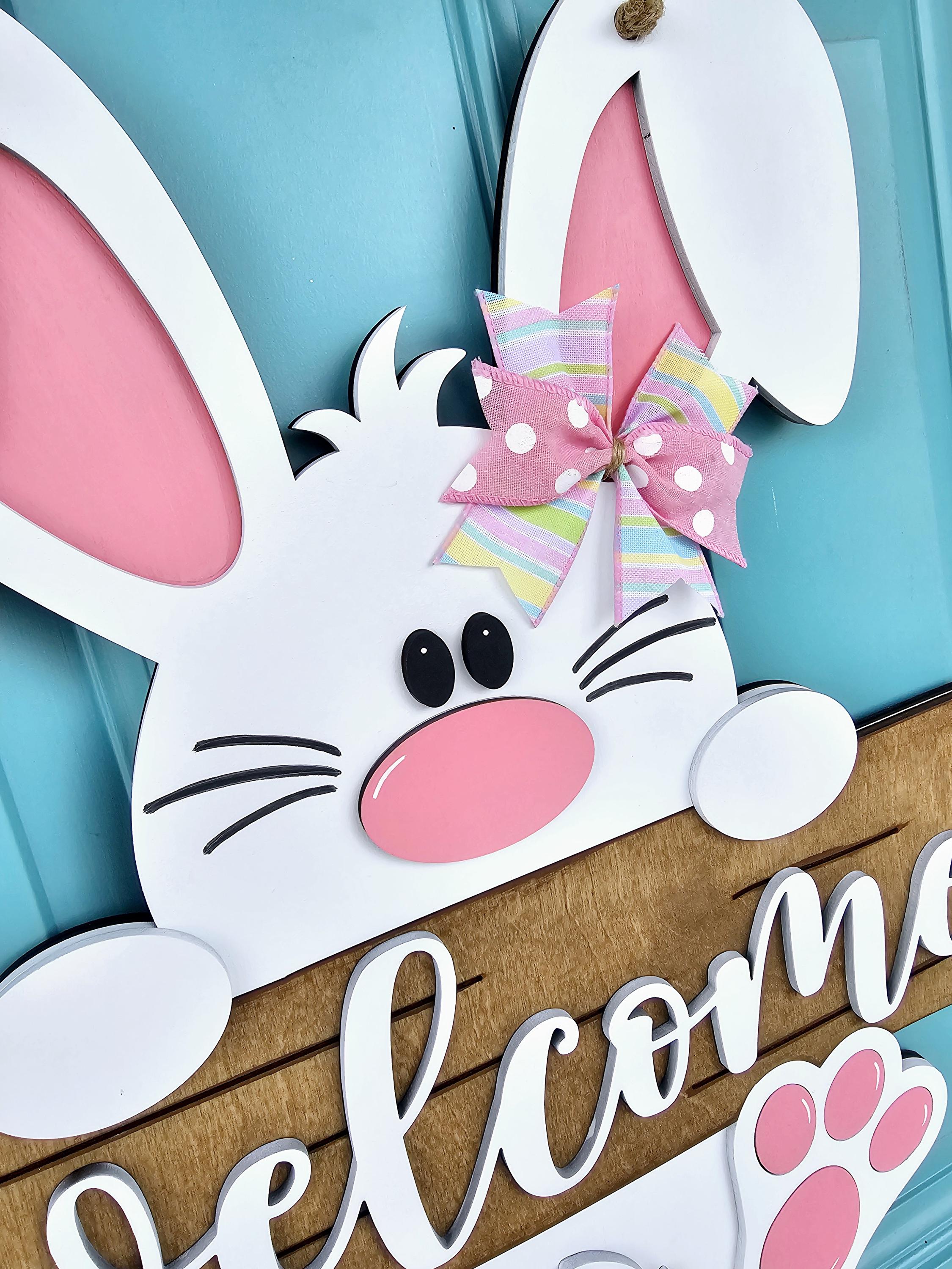 Welcome Hanging Bunny Door Hanger | Easter Bunny Door Hangers I DIY ...