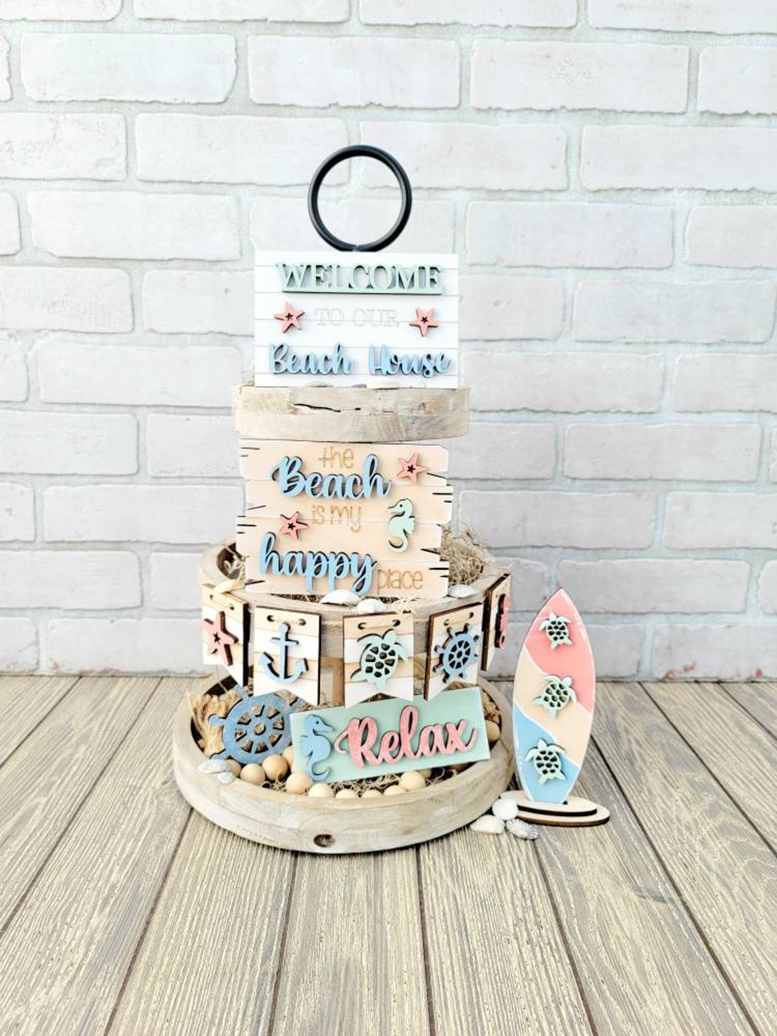 Beach House Tiered Tray Set | Sea Tiered Tray | Nautical Decor | Set of ...