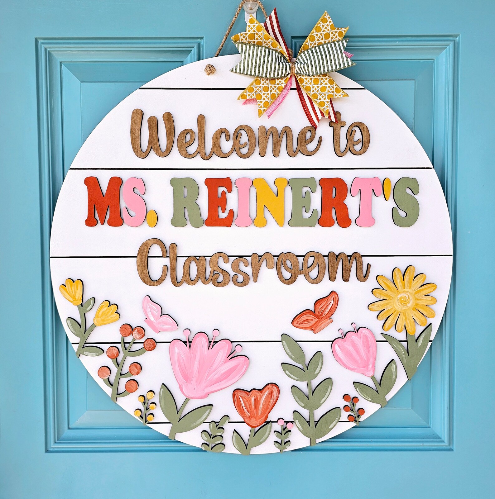 Personalized Floral Classroom Door Hanger | Teacher Gift | Classroom ...
