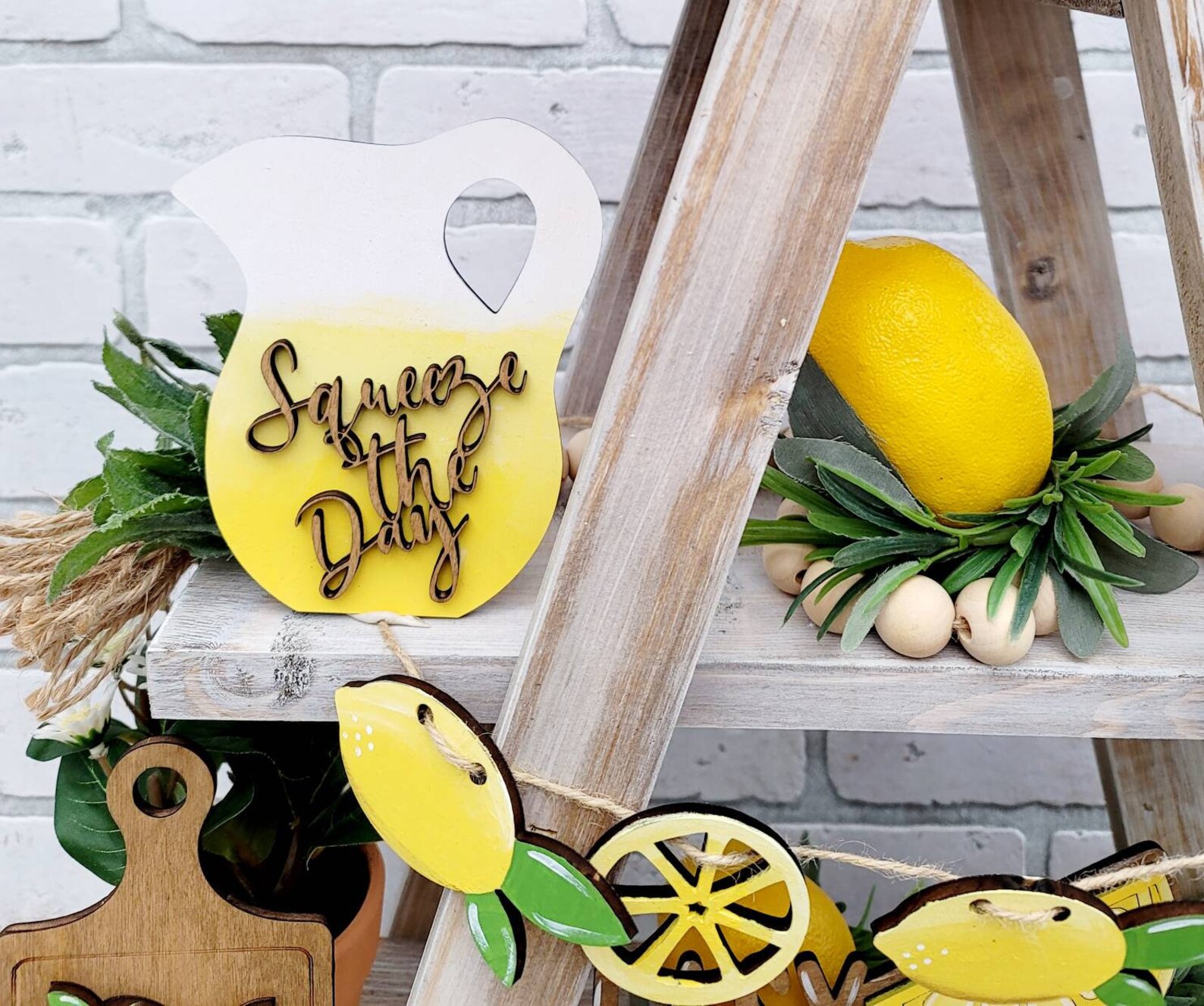 Lemon Tiered Tray Set Lemonade Tiered Tray Squeeze the Day - Etsy