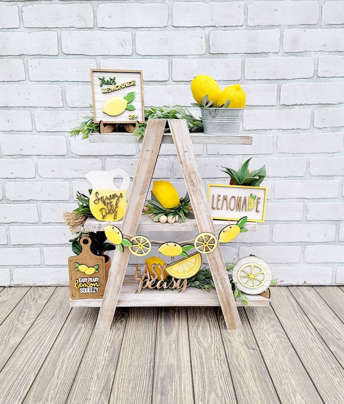 Lemon Tiered Tray Set Lemonade Tiered Tray Squeeze the Day - Etsy