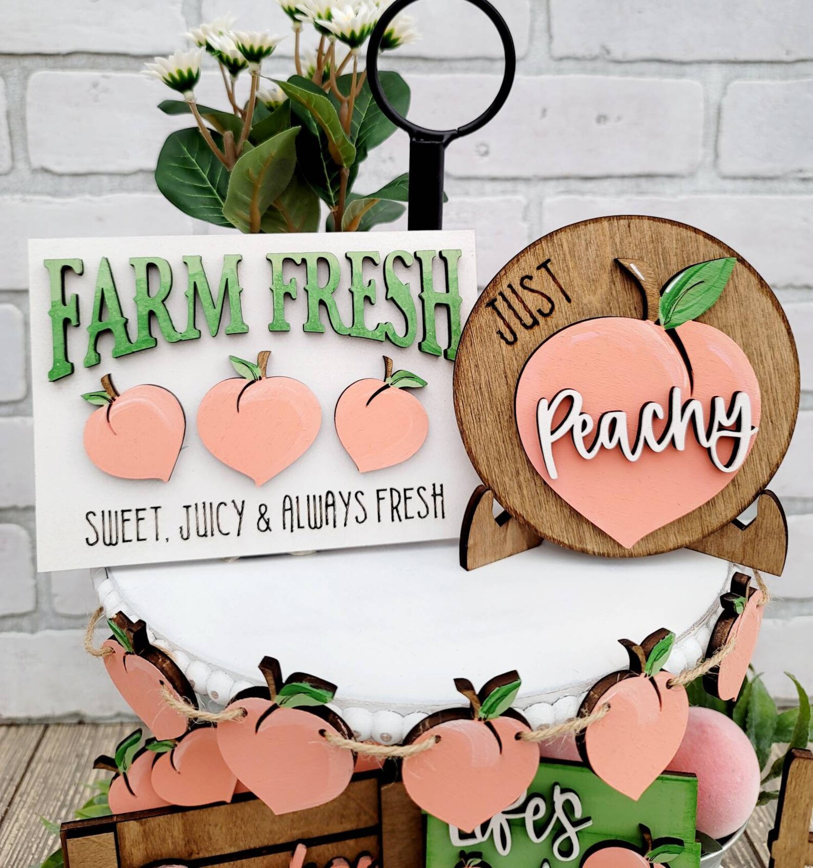 Peach Tiered Tray Set Just Peachy Tiered Tray Farm Fresh | Etsy