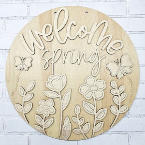 Welcome Spring Wildflowers Door Hanger | Spring Porch Decor | Spring ...