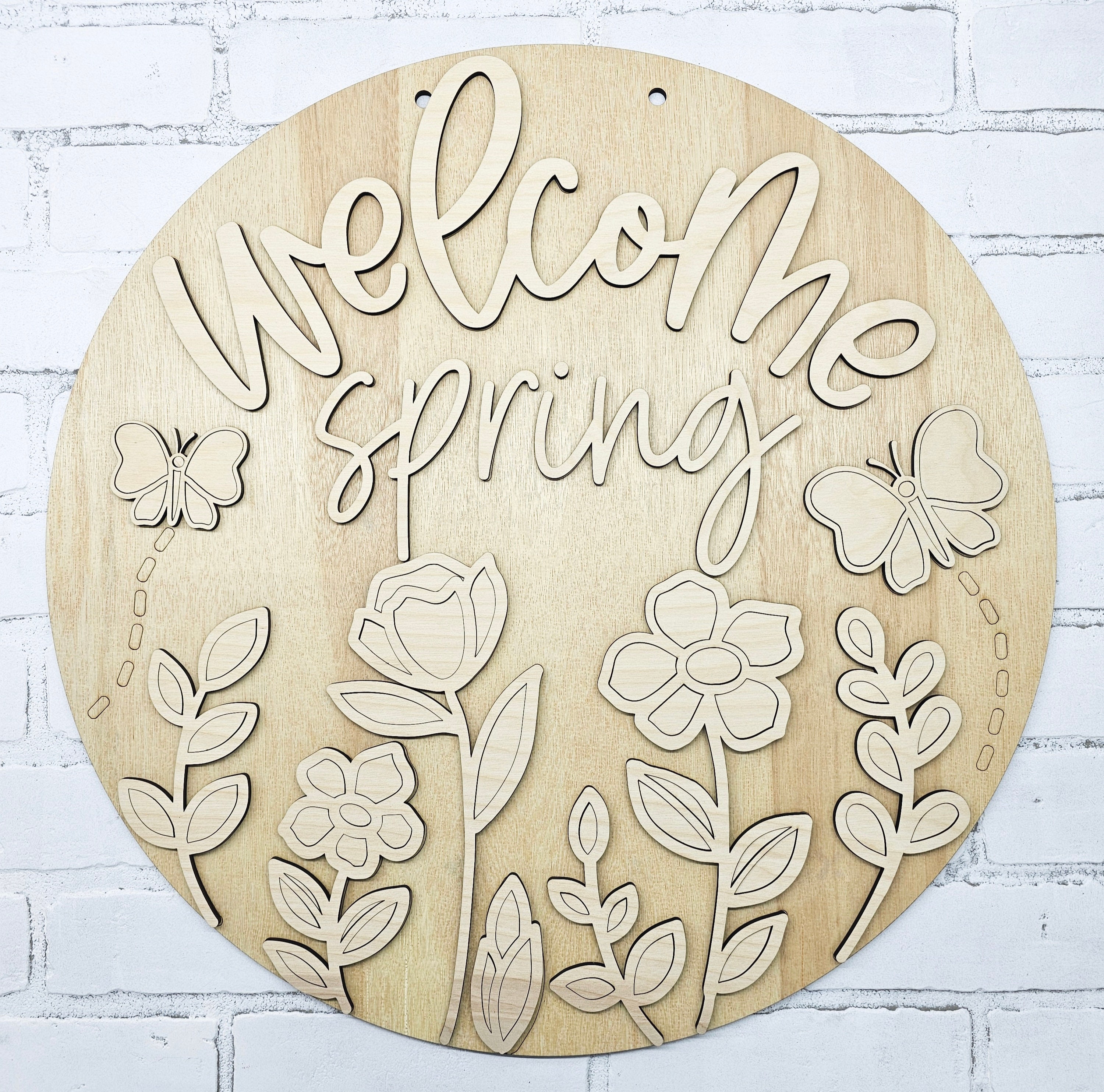 Welcome Spring Wildflowers Door Hanger Spring Porch Decor - Etsy