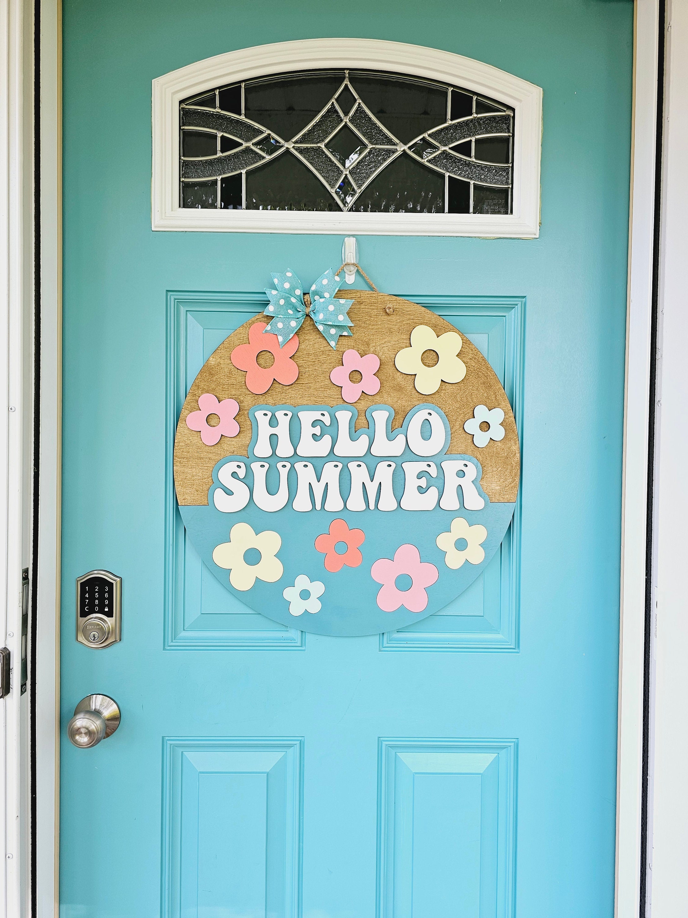 Hello Summer Retro Flower Door Hanger | Summer Porch Decor | DIY Retro ...