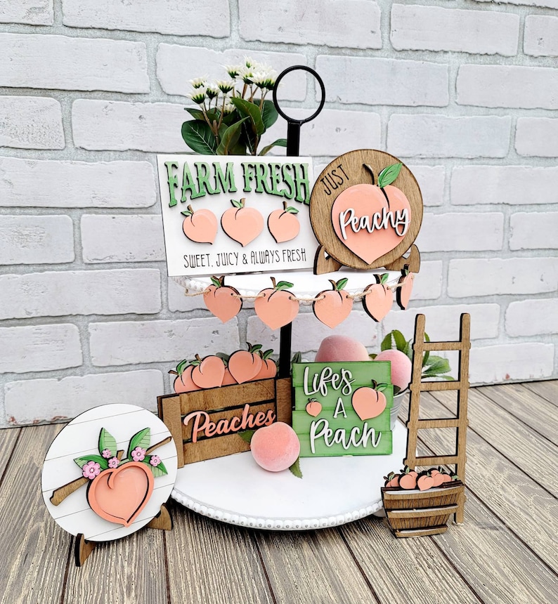 Peach Tiered Tray Set Just Peachy Tiered Tray Farm Fresh | Etsy