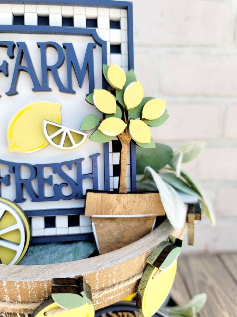 Farmhouse Lemon Tiered Tray Farm Fresh Lemons Set of 7 - Etsy