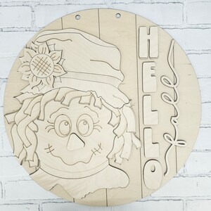 Hello Fall Scarecrow Door Hanger | Fall Door Hanger | Sunflower ...
