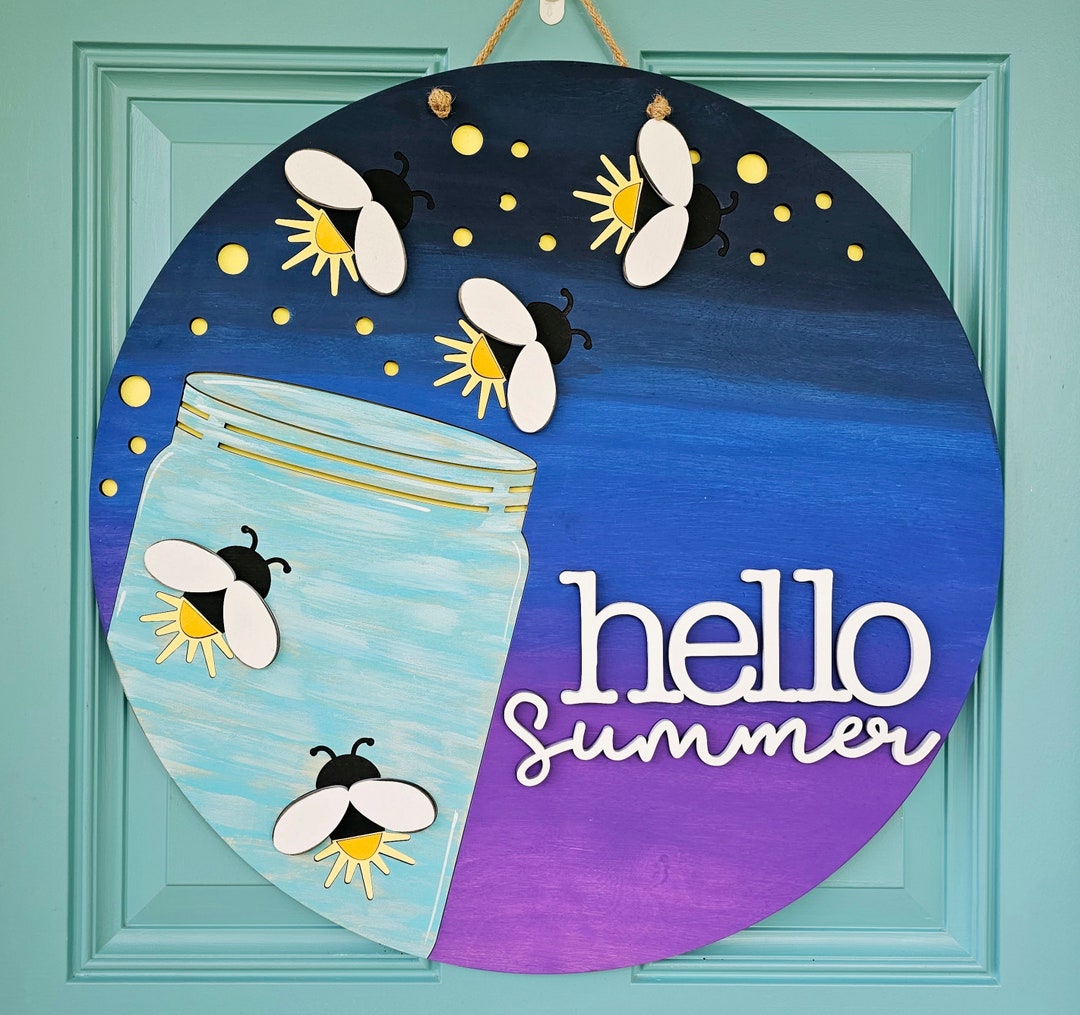 Hello Summer Fireflies Door Hanger | Summer Porch Decor | DIY Summer ...