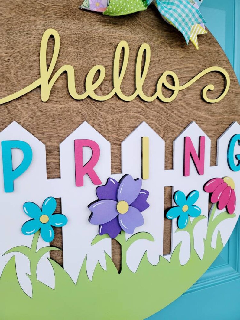 Hello Spring Fence Door Hanger Spring Porch Decor DIY - Etsy