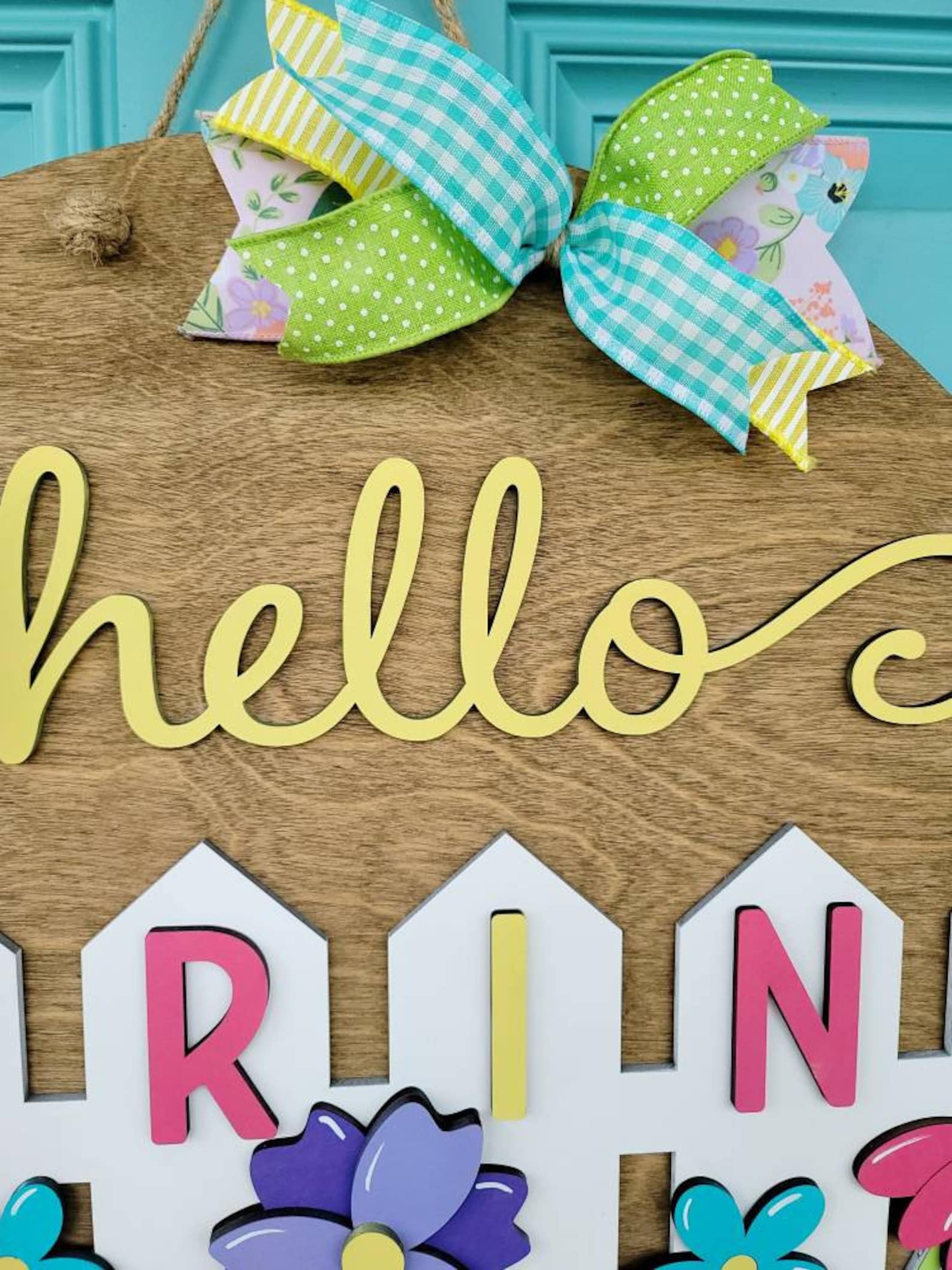 Hello Spring Fence Door Hanger Spring Porch Decor DIY - Etsy