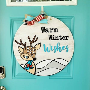 Warm Winter Wishes | Winter Door Hanger | DIY Winter Door Hangers - Etsy