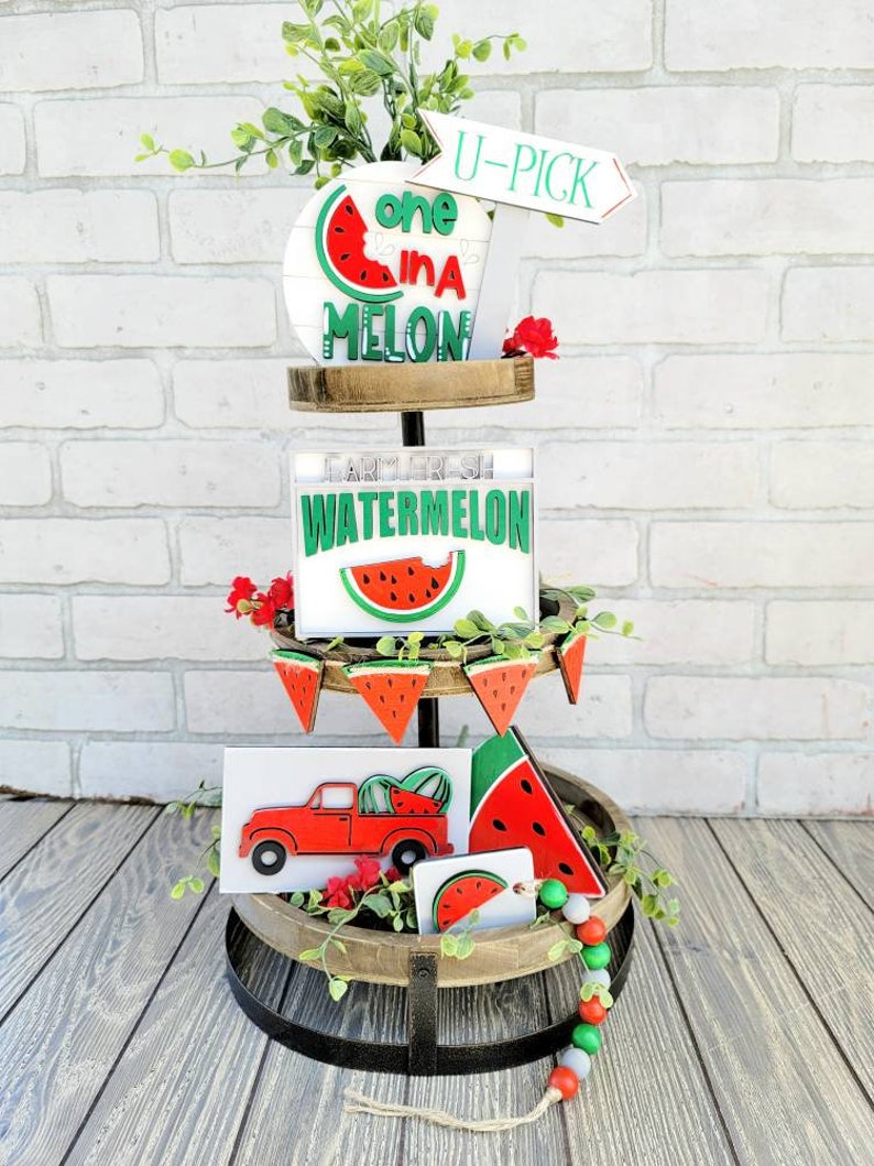 Watermelon Tiered Tray Farm Fresh Watermelon Set of 8 - Etsy