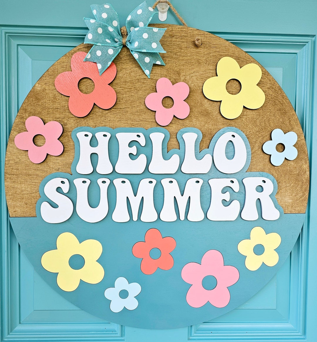 Hello Summer Retro Flower Door Hanger | Summer Porch Decor | DIY Retro ...