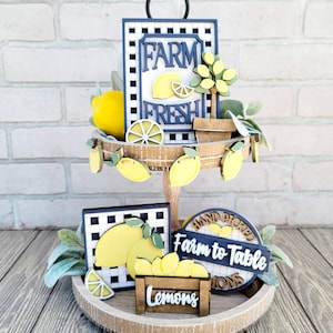 Farmhouse Lemon Tiered Tray | Farm Fresh Lemons | Set of 7 | DIY Lemon ...