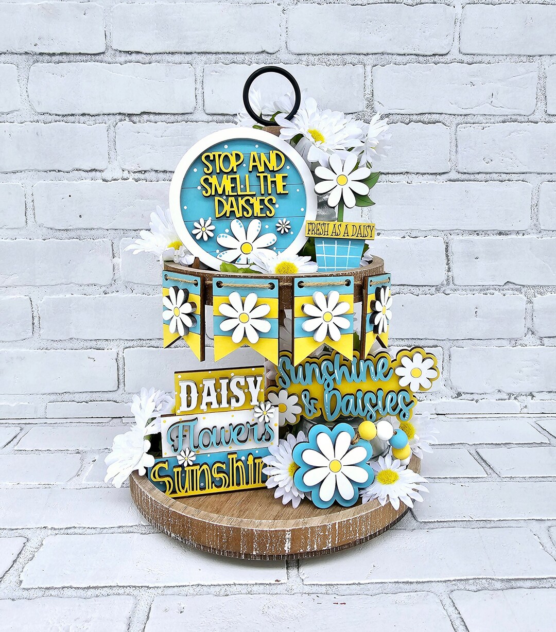 Daisy Tiered Tray | Spring Tiered Tray Set | Set of 7 | DIY Spring ...