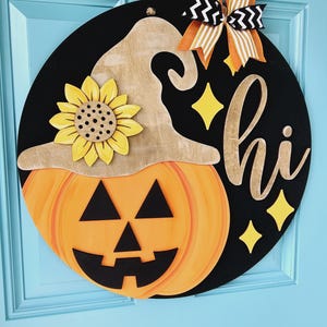 Jack O' Lantern Door Hanger | Sunflower Pumpkin | Fall Door Hanger ...