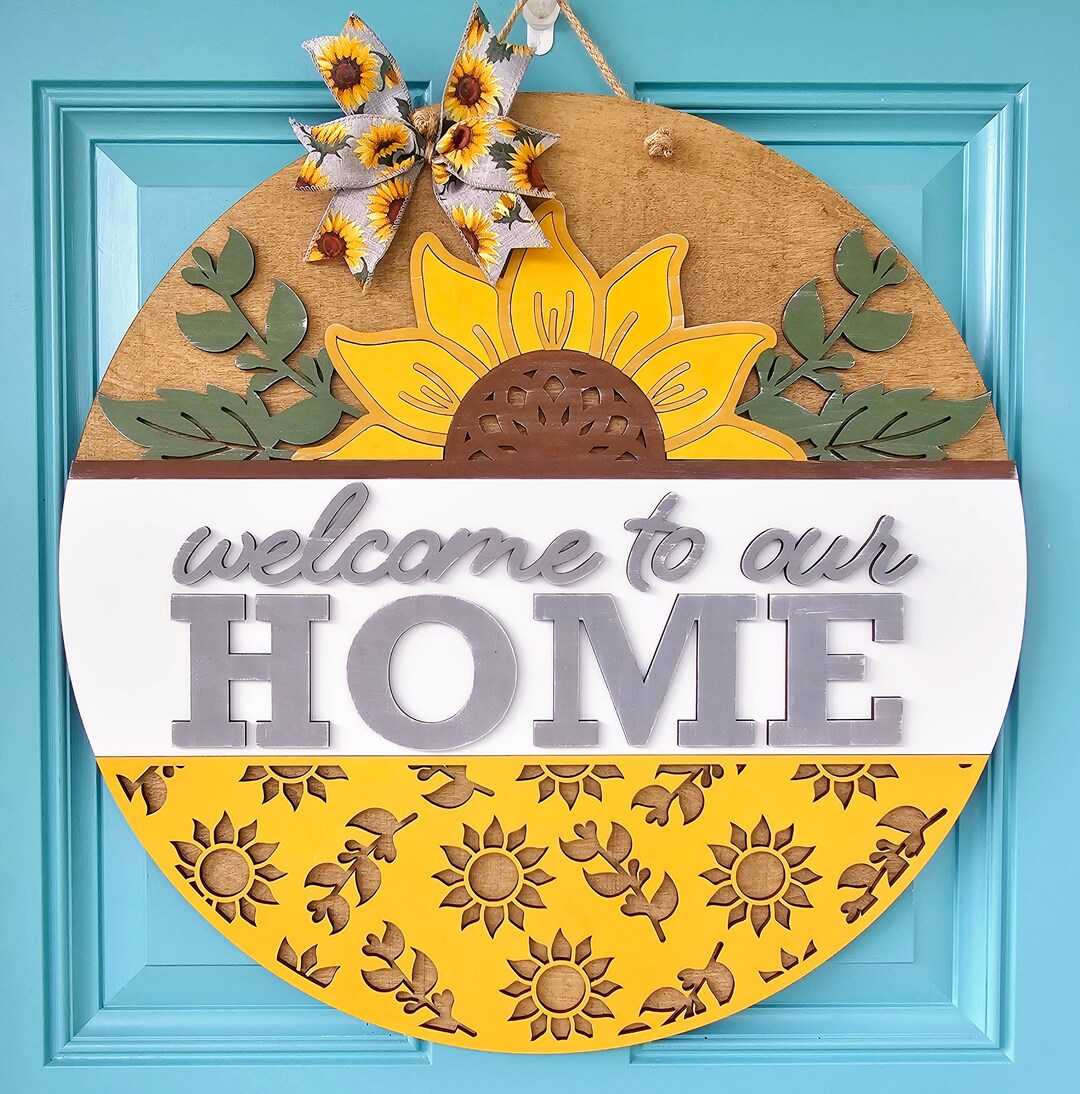 Welcome to Our Home Sunflower Door Hanger | Sunflower Door Decor | DIY ...
