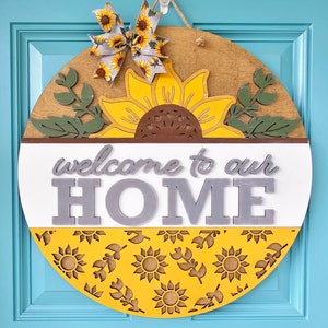Welcome to Our Home Sunflower Door Hanger | Sunflower Door Decor | DIY ...
