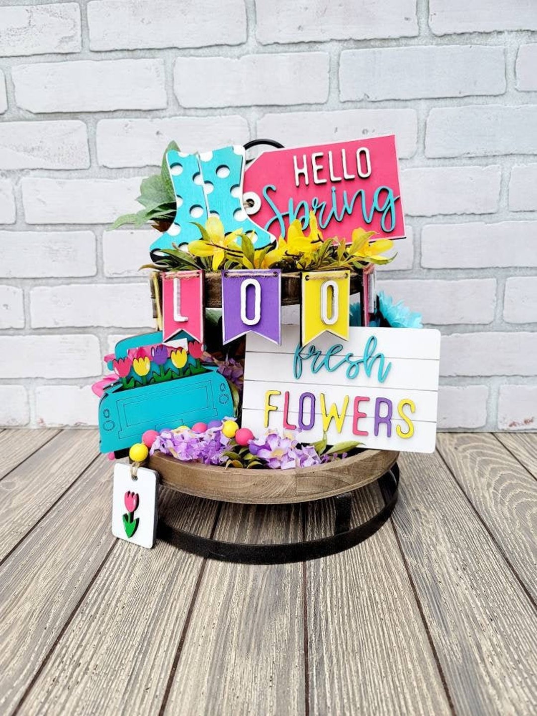 Spring Tiered Tray Set | Hello Spring Tiered Tray Set | 6 Piece Tiered ...