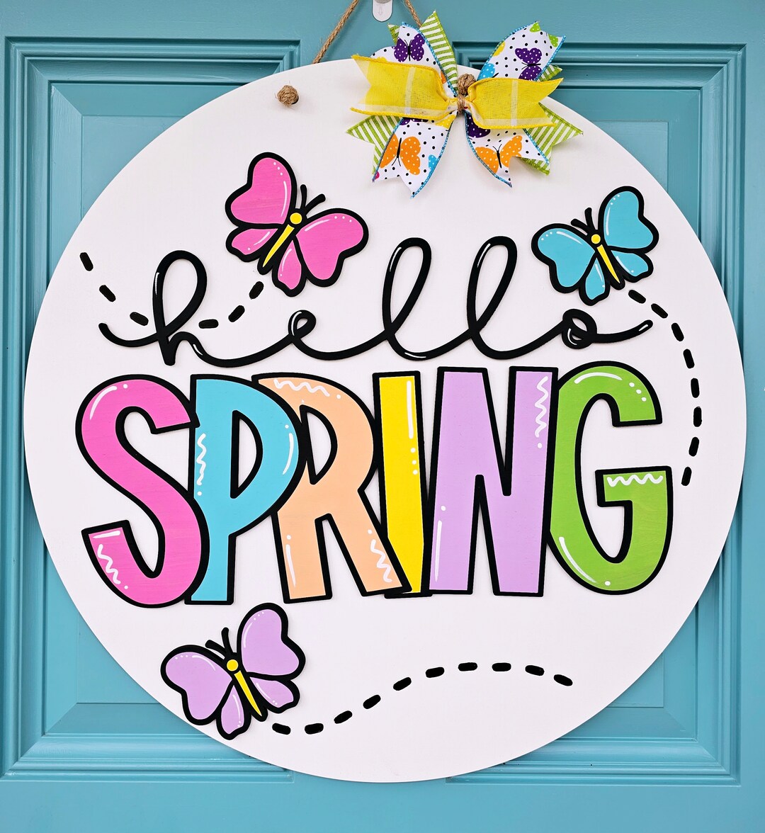 Hello Spring Butterfly Door Hanger | Spring Porch Decor | DIY Spring ...