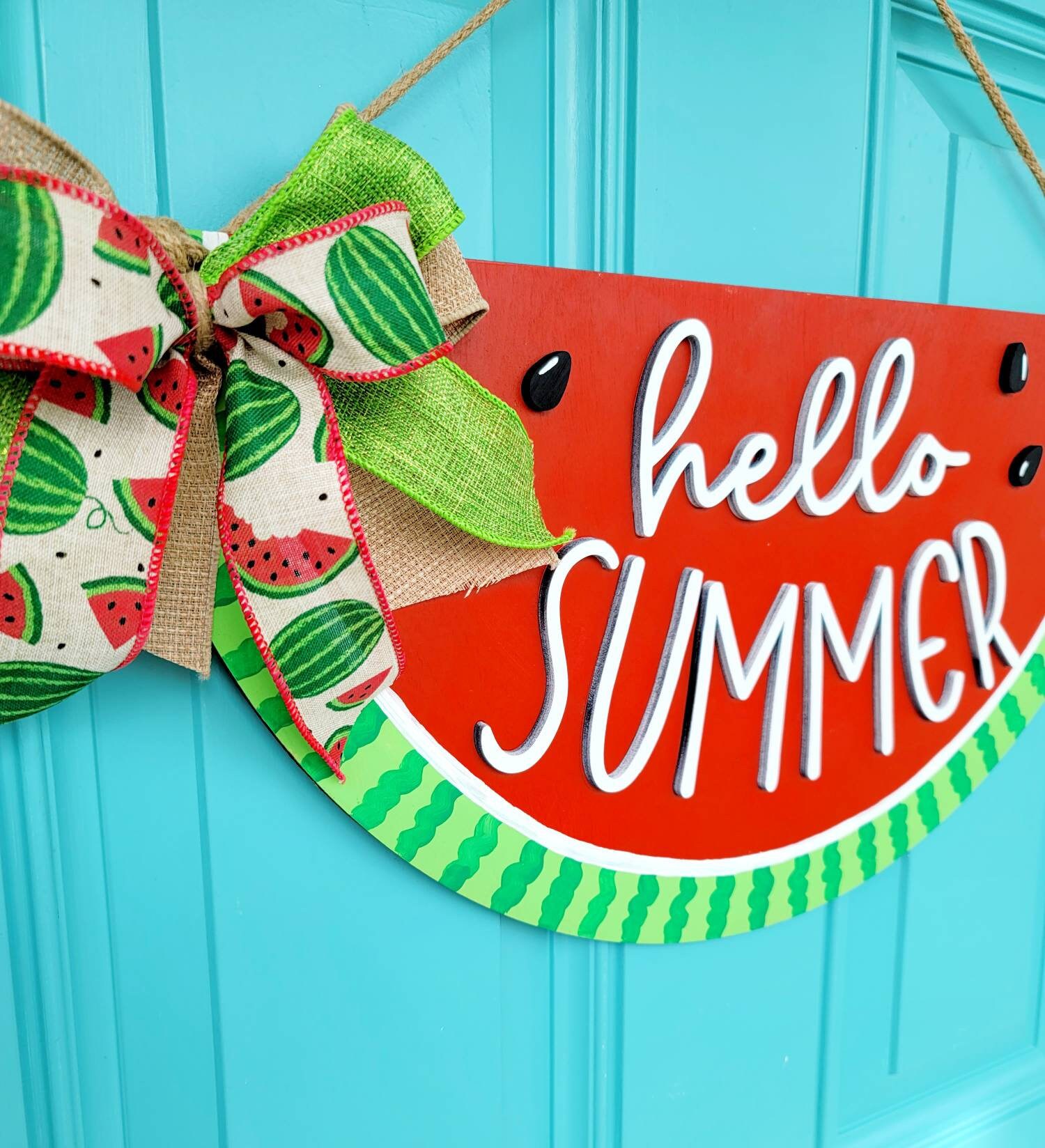 Hello Summer Watermelon Door Hanger Summer Door Hanger Etsy