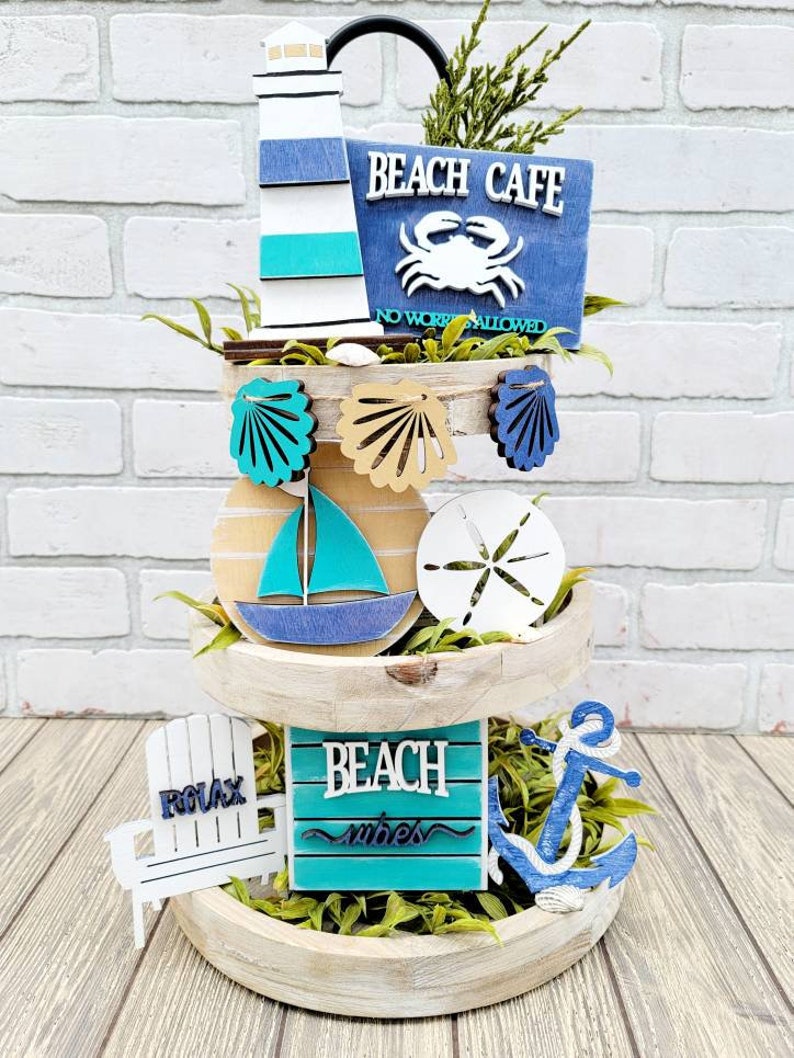 Nautical Tiered Tray Set| Beach Tiered Tray | Set of 8 | DIY Tiered ...