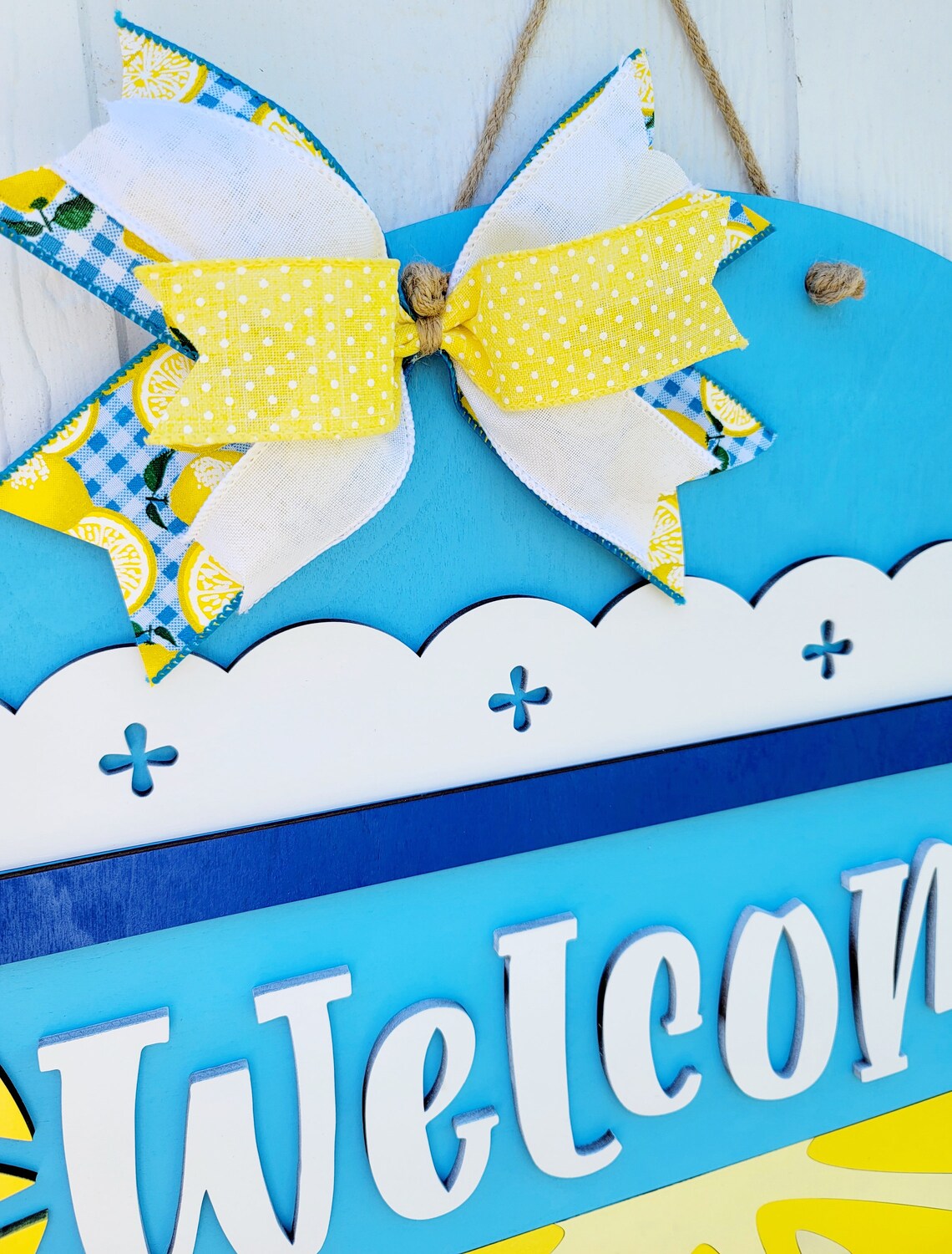 Welcome Lemon Door Hanger | Lemonade Door Hanger | Summer Door Hanger ...