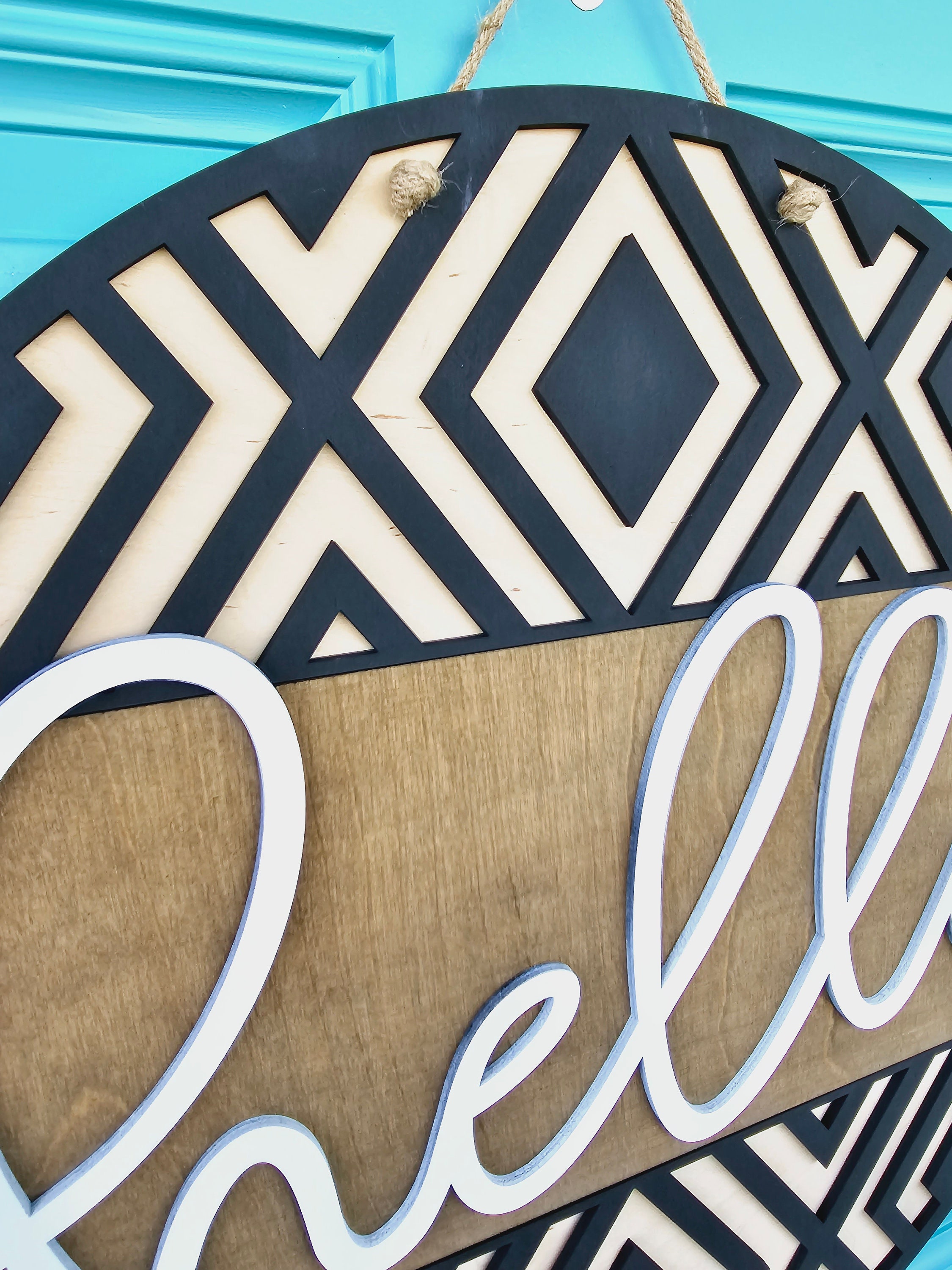 Hello Geometric Door Hanger | Everyday All Year Door Hanger | Boho ...