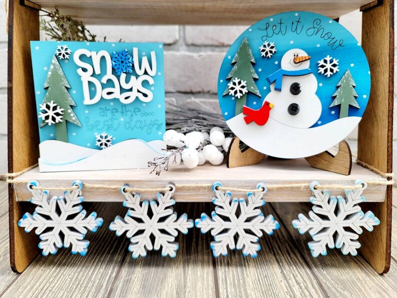 Snow Days Snowman Tiered Tray Set Set of 7 DIY Winter - Etsy