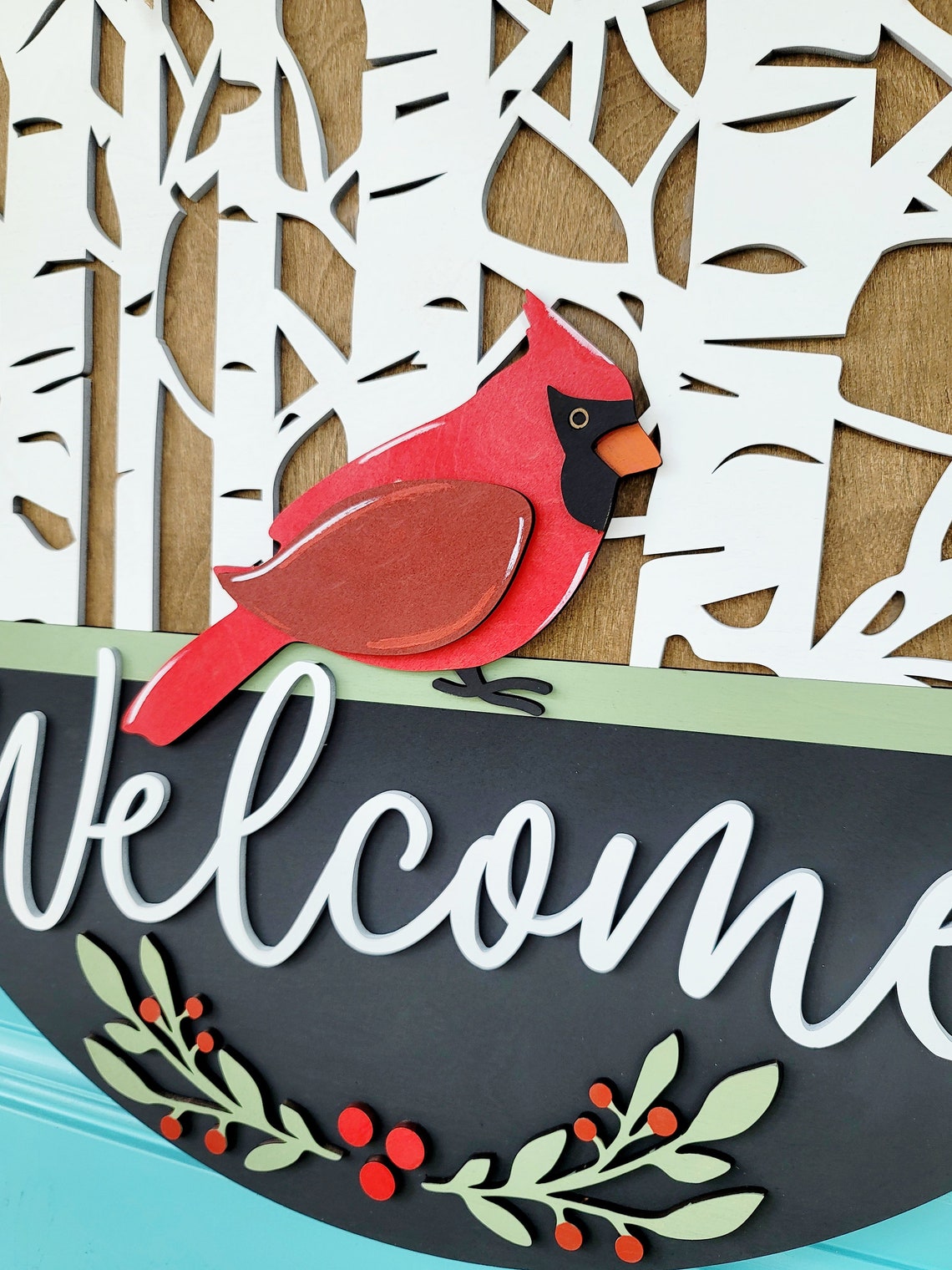 Cardinal Door Hanger Christmas Door Hanger Red Bird Door - Etsy