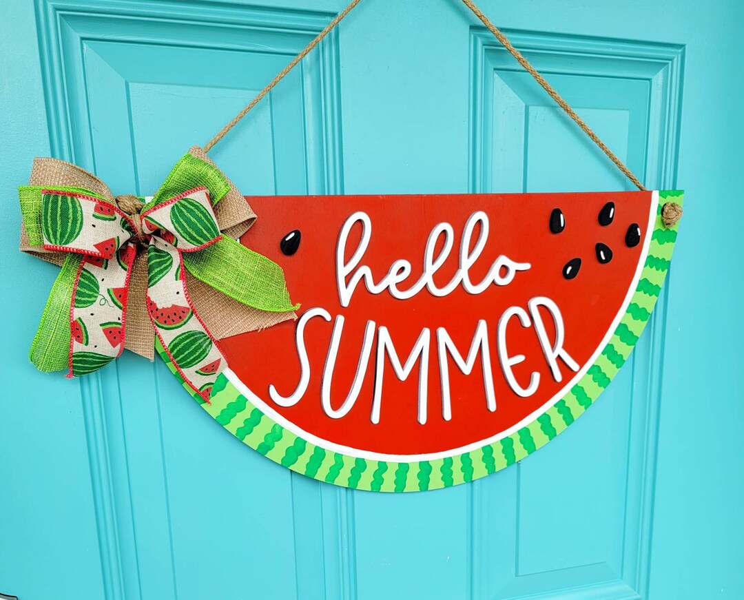 Hello Summer Watermelon Door Hanger Summer Door Hanger Diy Watermelon